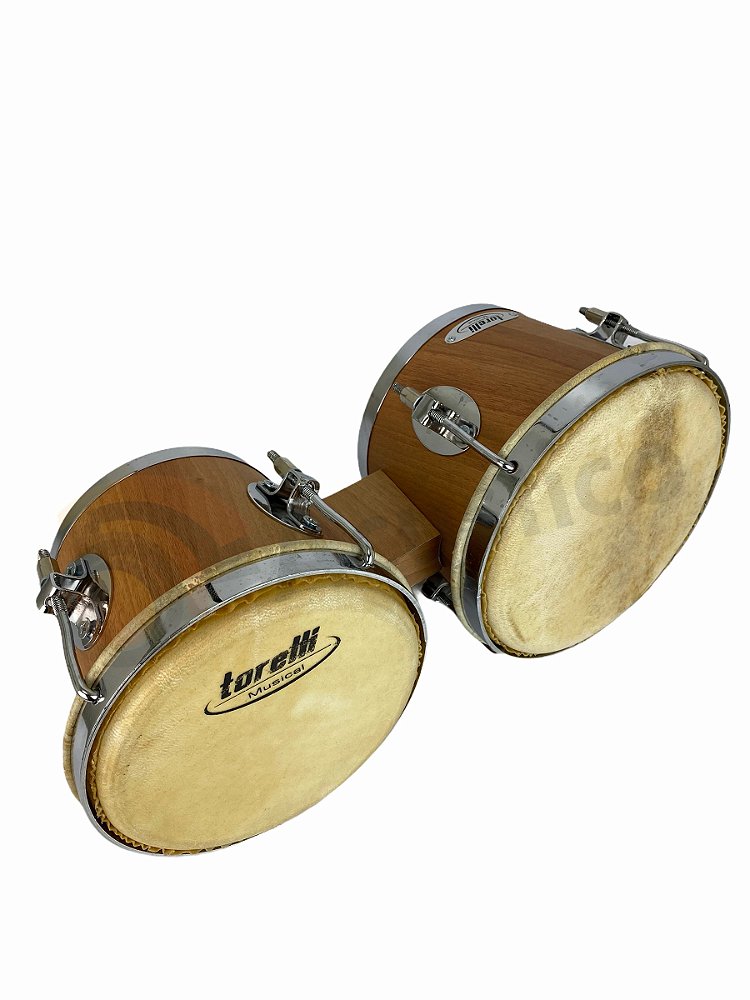 Bongô Instrumento 7x8 Couro Natural Cromado Torelli - O Acústico ...