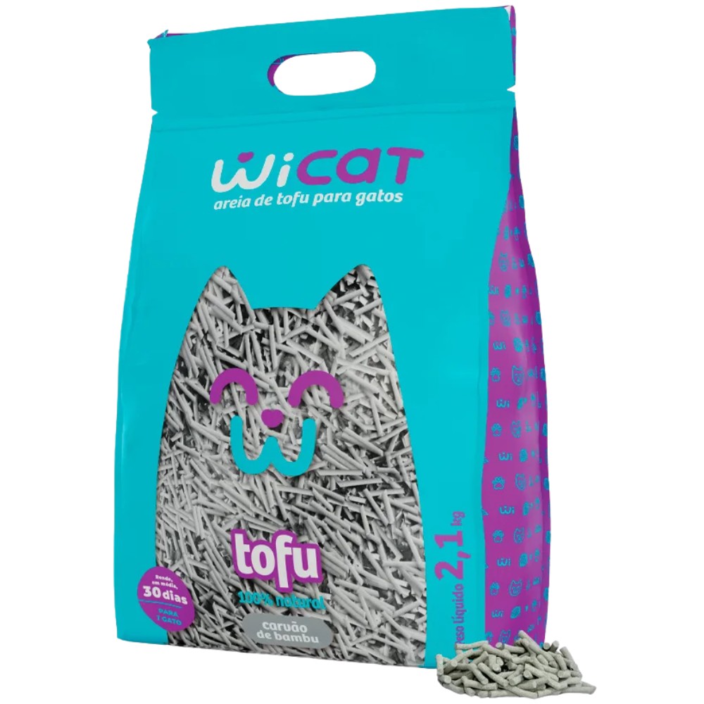 Granulado Sanitário Wicat Tofu Para Gatos - Carvão de Bambu - 2,1 Kg ...