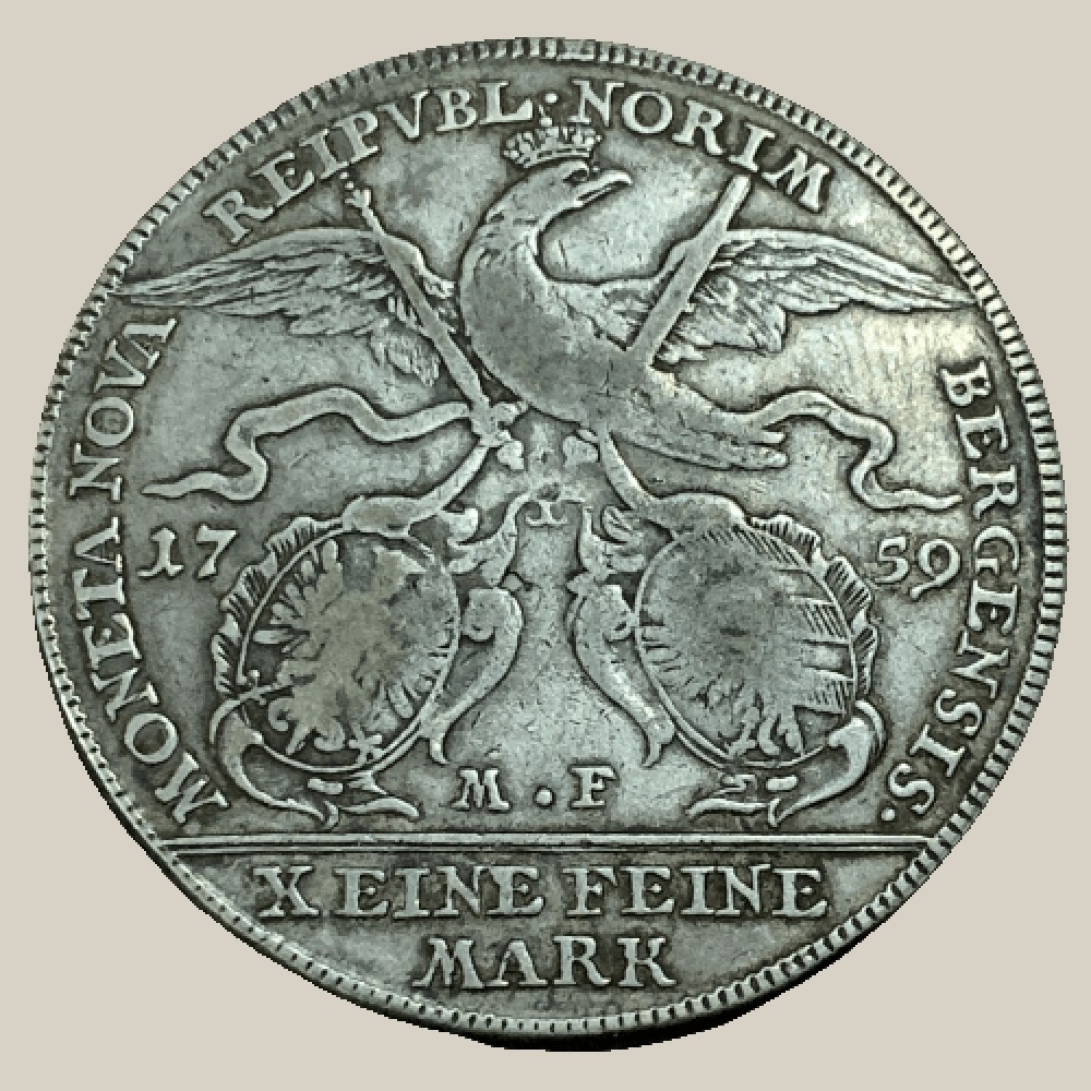 Moeda de Prata de 1 Thaler, Nuremberg, 1759 - Imp. Francisco I - Moeda ...