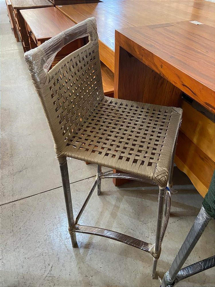 Banqueta Corda Náutica beje - Mafuá Móveis Rústicos