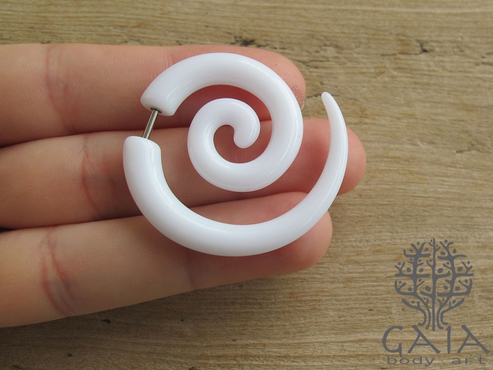 Piercing estilo Falso Alargador Espiral Caracol Branco - Gaia Body Art Alargadores Piercings e ...
