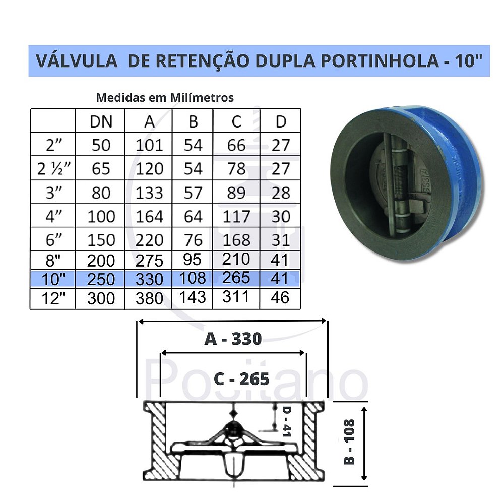 Válvula de Retenção Dupla Portinhola 10" Polegadas - Ref 2401 GENEBRE ...