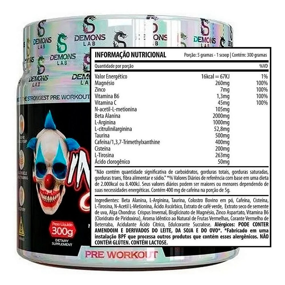 INSANE ORIGINAL DEMON LABS - 300G - Ninja Suplementos Curitiba (41) 3045-8841 - Loja Física e ...