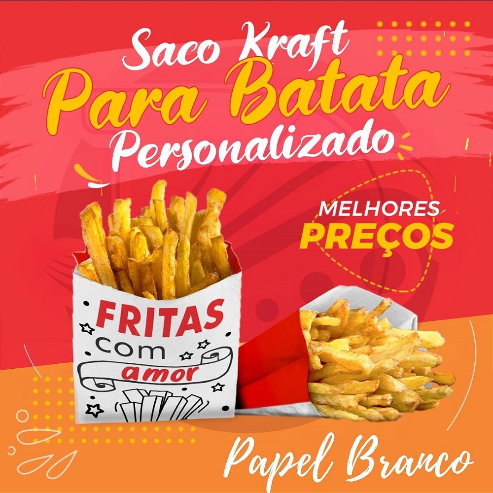 Saco para Batata Fritas - Kraft Branco (1000 Unidades) - Dalpack Embalagens