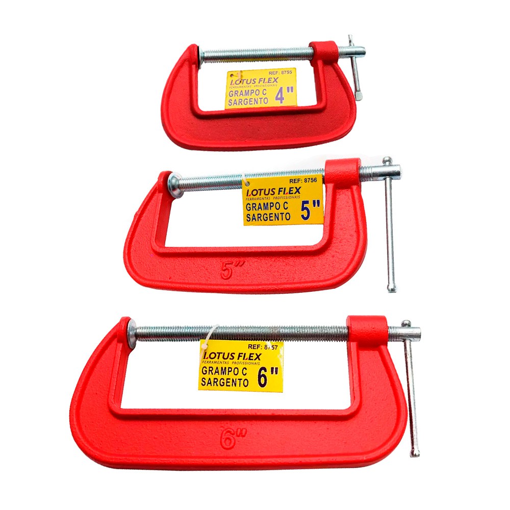 Kit Grampo Sargento Tipo C 4" 5" 6" 3 Peças Lotus - Arcazul Ferramentas ...