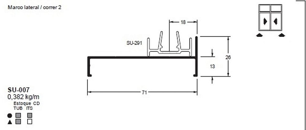 SU-007(ALS-007) 2,30 KG BARRA 6,00 ML LS - ALLUWEB SHOPPING DO ALUMINIO