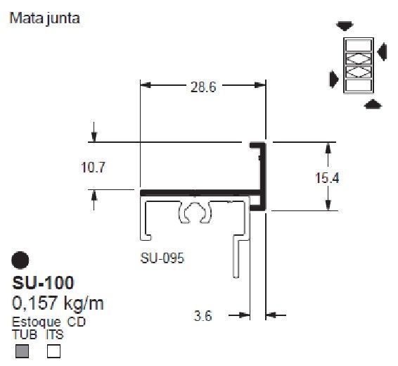 SU-100(ALS-100) 0,942 KG BARRA 6,00 ML LS - ALLUWEB SHOPPING DO ALUMINIO