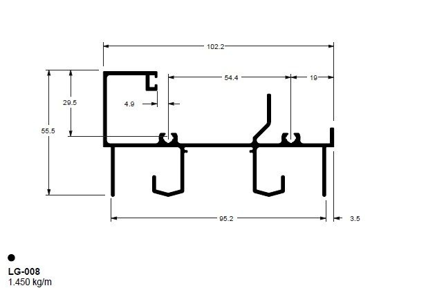 LG-008(32-008) 8,70 KG BARRA 6,00 ML LG - ALLUWEB SHOPPING DO ALUMINIO