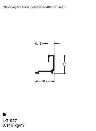 LG-027 (32-027) 0,894 KG BARRA 6,00 ML LG - ALLUWEB SHOPPING DO ALUMINIO