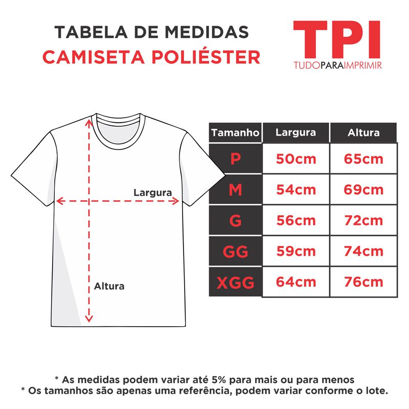 Camiseta Azul Celeste Adulto Poliéster - TPI - Tudo Para Imprimir