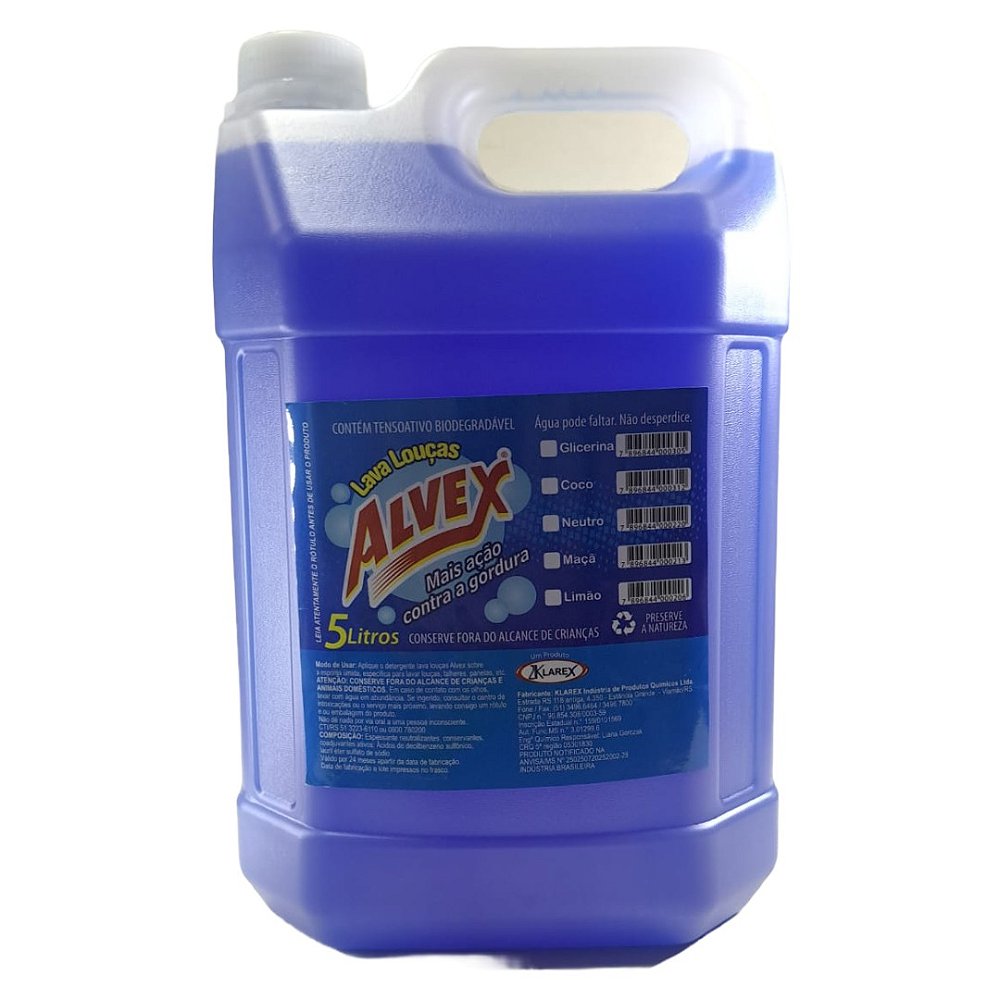 Detergente Liquido ALVEX Neutro 5 LTS - Empório de Limpeza