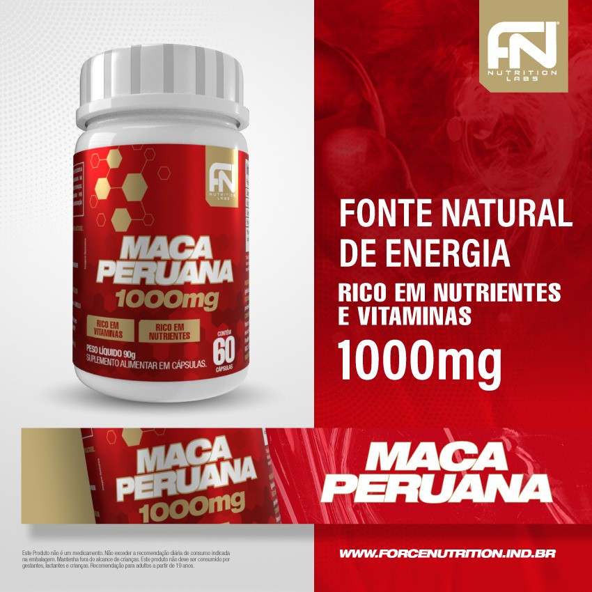 Maca Peruana 100% 1000mg - 60 Capsulas - Force Nutrition Labs