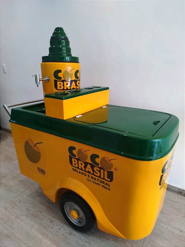 Carrinho de água de coco com porta copos - Carrinho de Coco