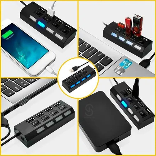 HUB Extensor USB c/ 4 tomadas ON/OFF 2.0 - Tecnofy Acessórios