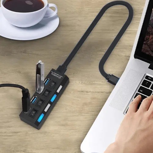 HUB Extensor USB c/ 4 tomadas ON/OFF 2.0 - Tecnofy Acessórios