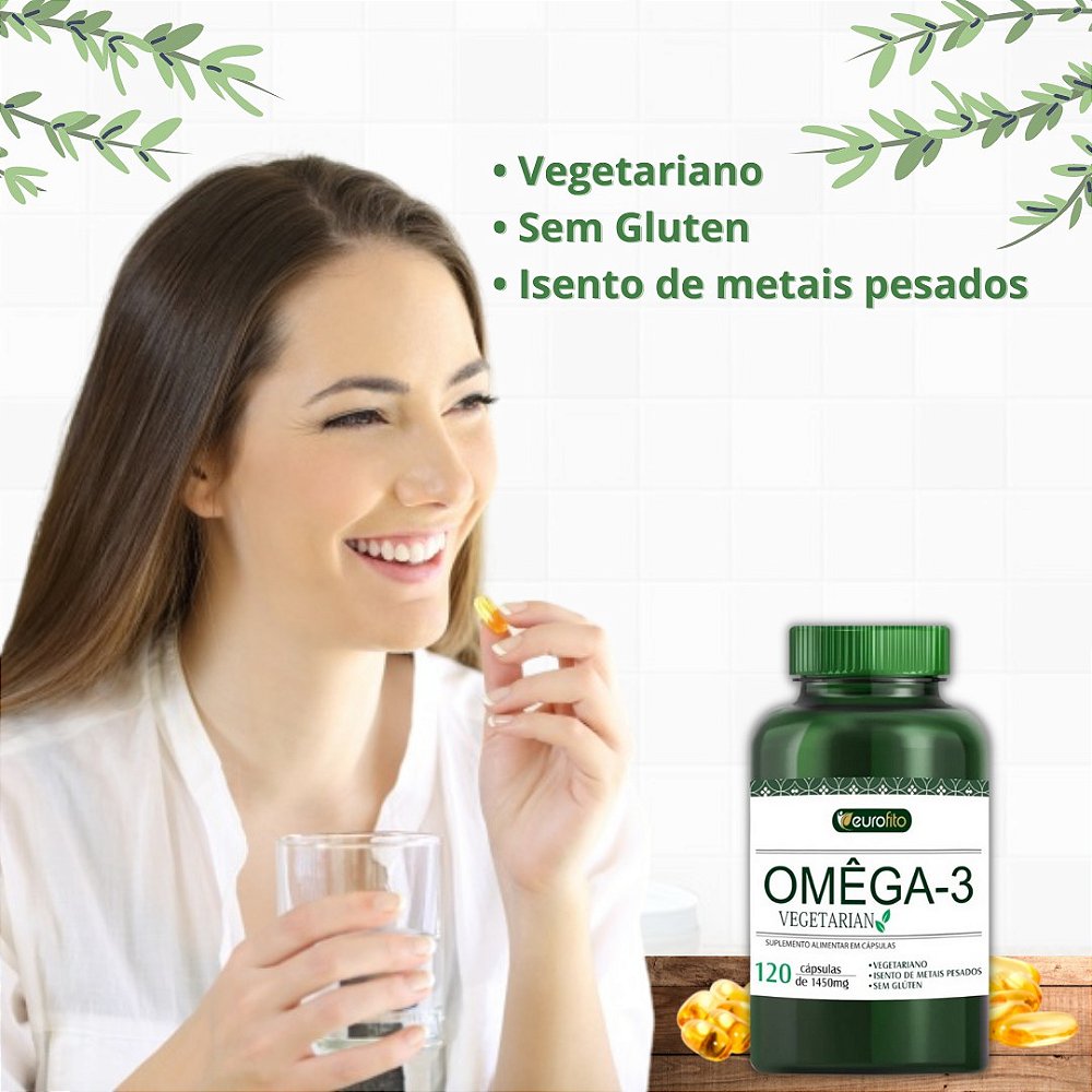Ômega 3 Vegetariano Eurofito 120 Cápsulas de 1450mg Suplemento ...
