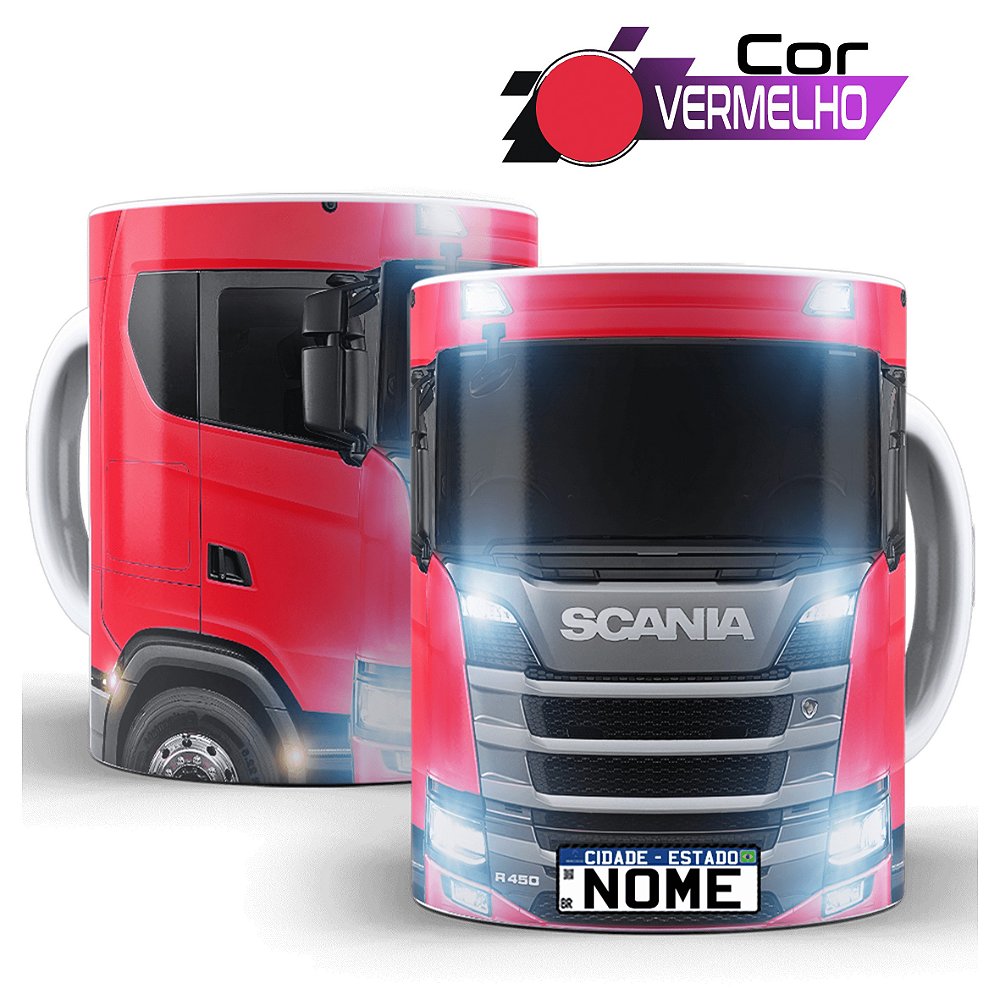 Caneca caminhoneiro personalizada caminhão Scania R450 - Vfs Personalizados