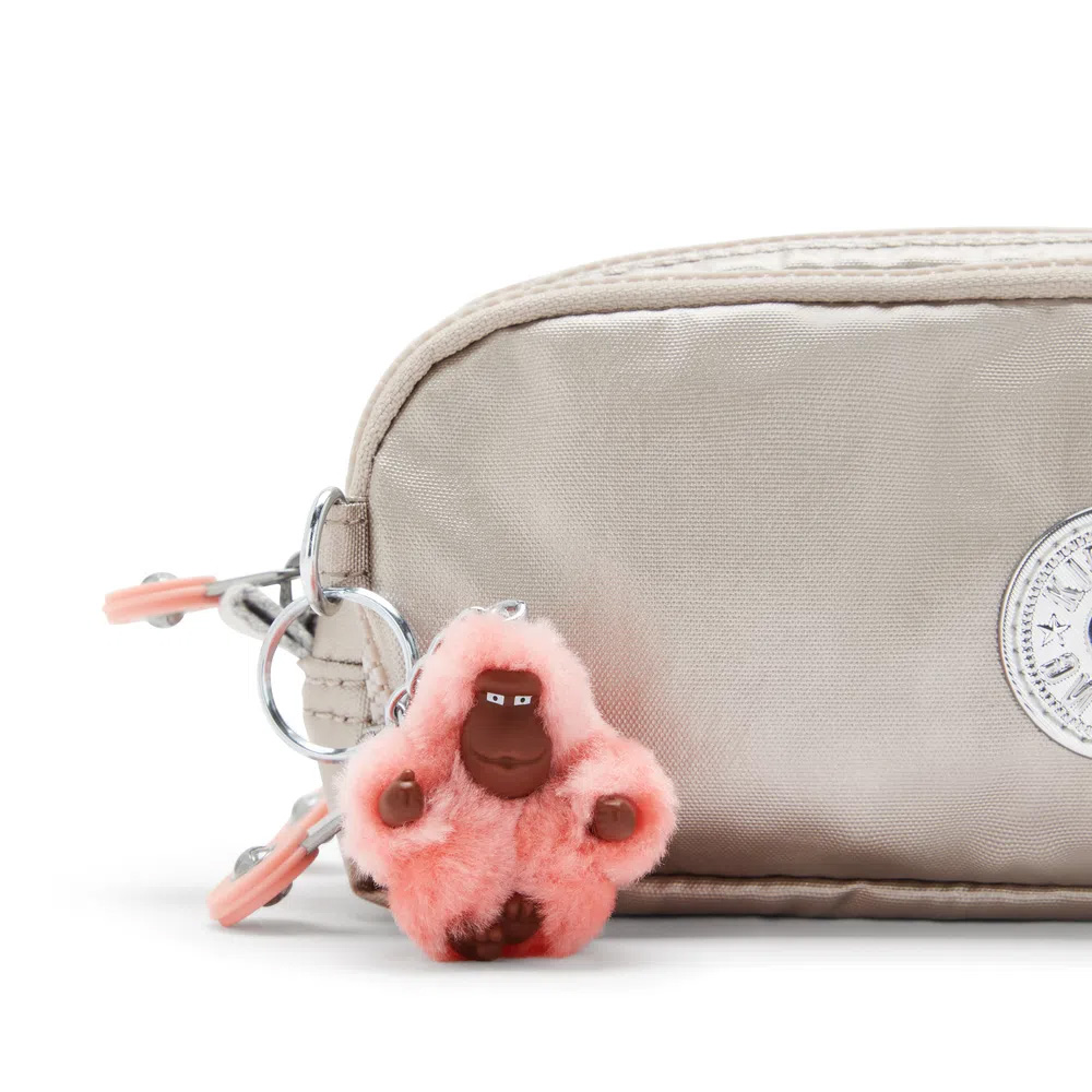 Estojo Kipling Gitroy Soft Metallic Glow Prata - Viajante Moderno