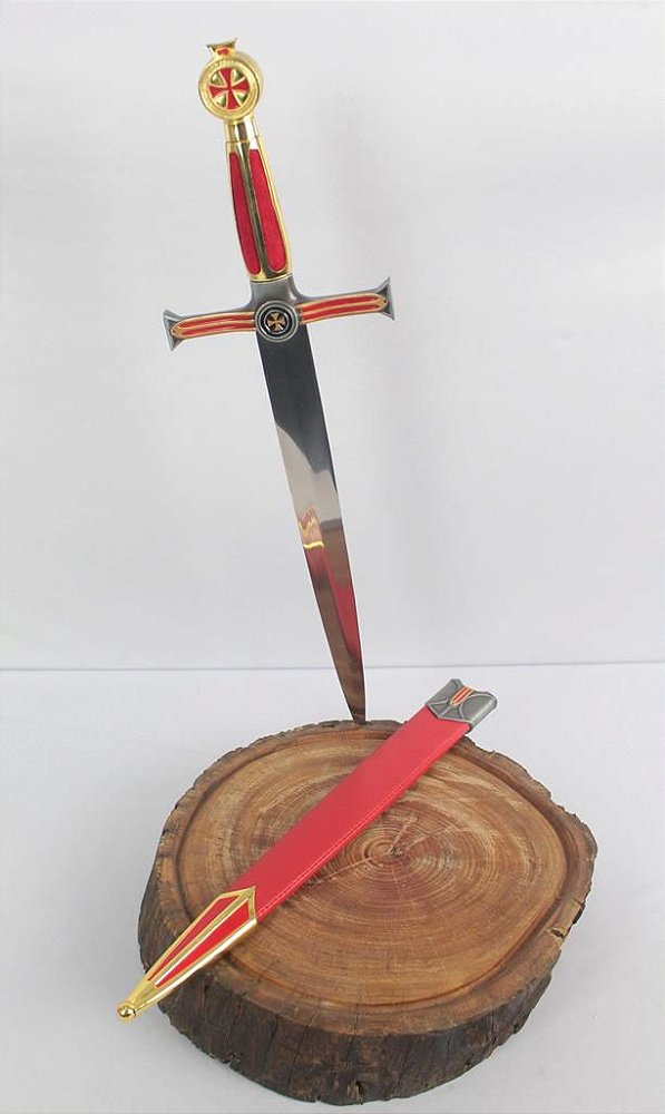 Espada Templaria Cruz De Malta Vermelha Medieval Coleção - Tenda Medieval