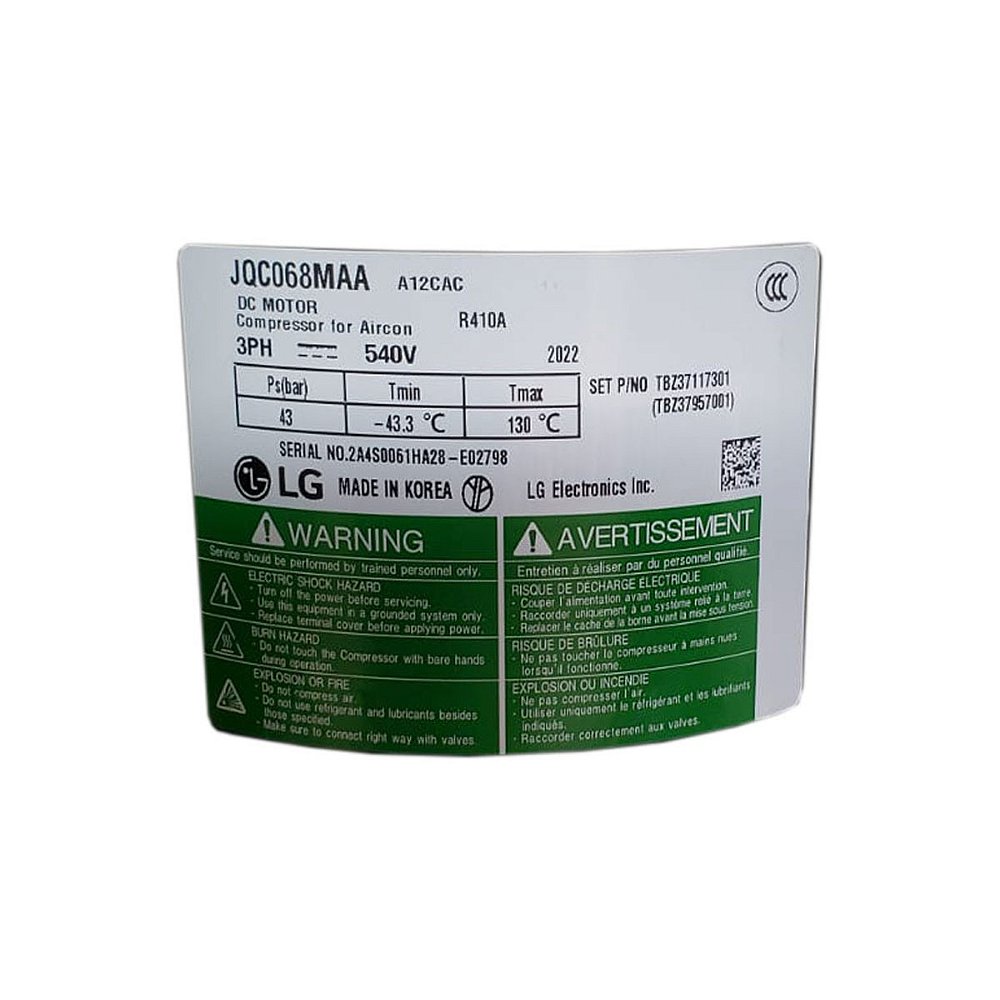 Compressor Lg Jqc068maa Arum260lte5 - Tbz37117301 - Cirilo Peças Ar ...