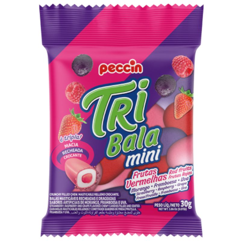 CAIXA TRI BALA MINI MASTIGÁVEL RECHEADA E DRAGEADA - SABOR FRUTAS ...