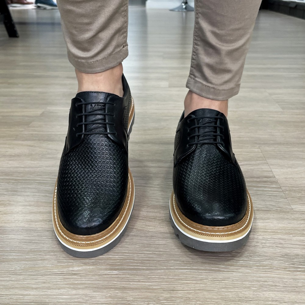 Sapato Derby Tratorado Mef Madrid Preto - Moda Masculina