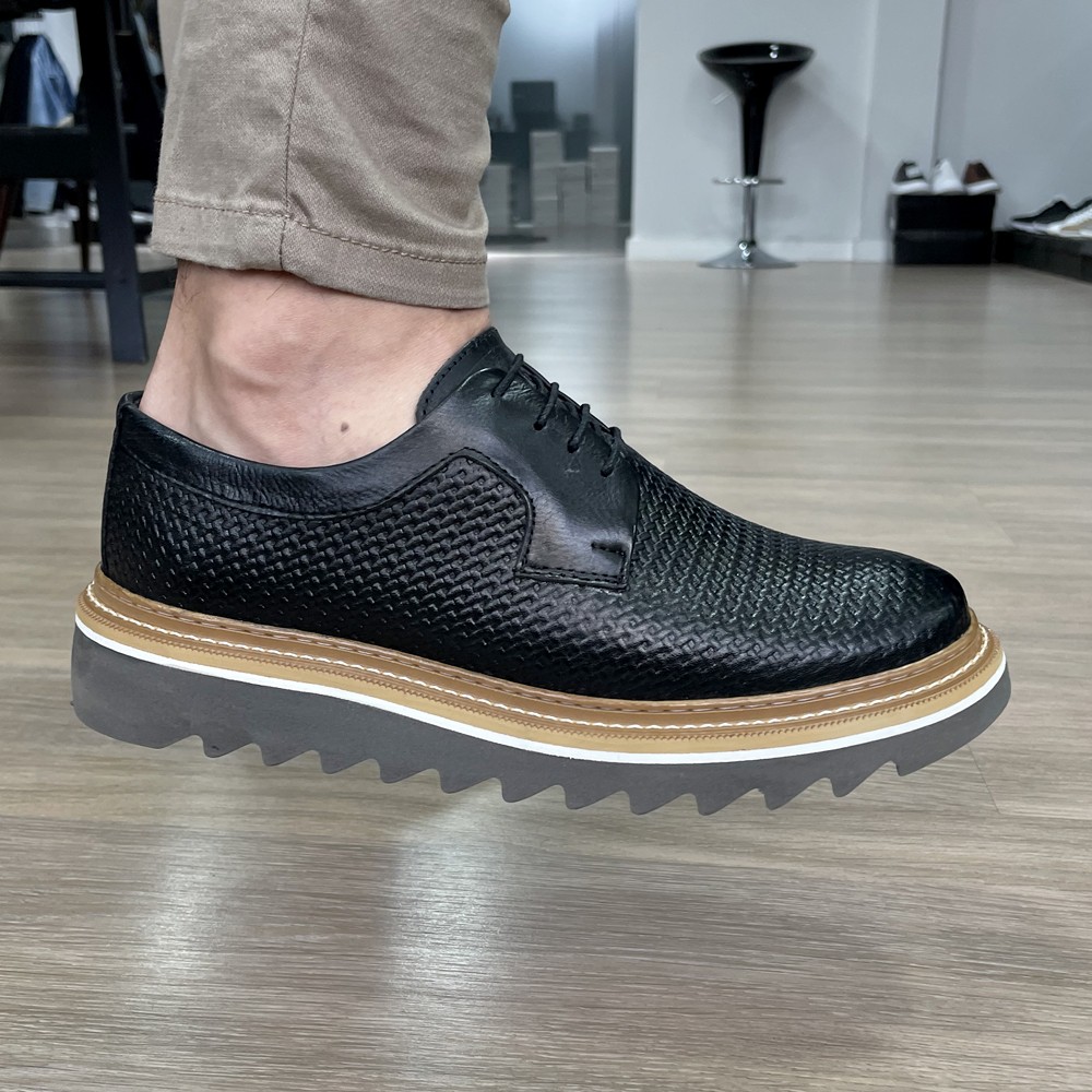 Sapato Derby Tratorado Mef Madrid Preto - Moda Masculina