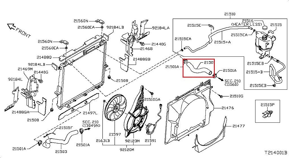 Mangueira do radiador superior Nissan Frontier 21501-EB70A. - Ecorepair ...