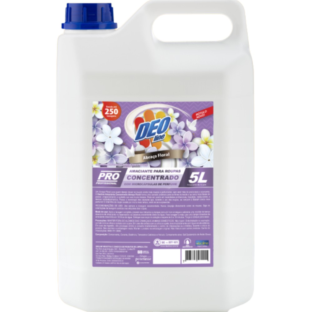 Amaciante Roupas Concentrado 5l Rende até 250 Lavagens Floral Deoline ...