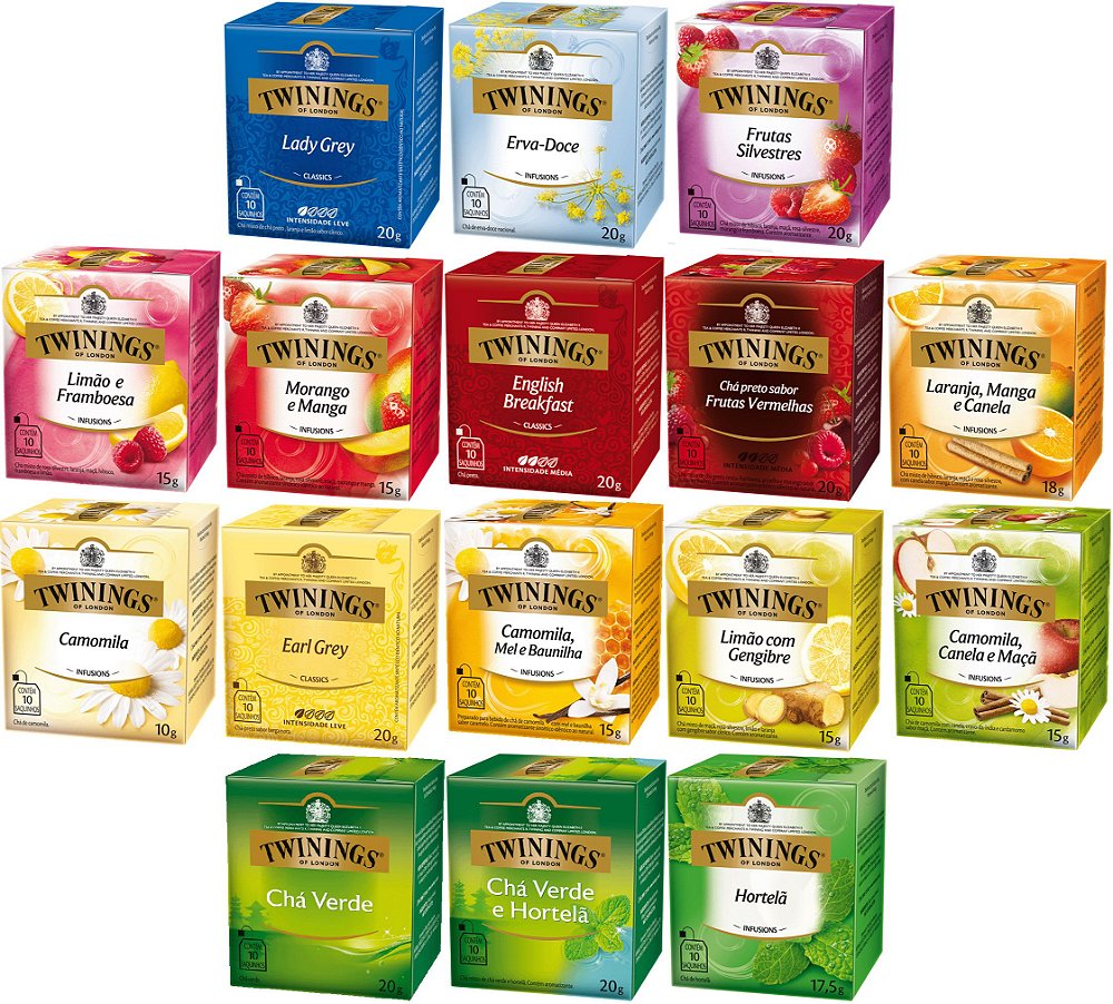 Chá Twinings Kit 16 Caixas 10 Un 160 Sachês - ChaPires.com.br - 7 anos!