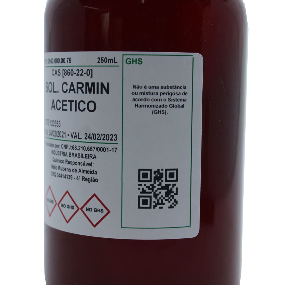 SOLUCAO CARMIM ACETICO 250ML - Didática SP