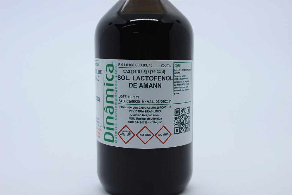 SOLUCAO LACTOFENOL DE AMANN COM AZUL DE ALGODAO 250ML - Didática SP