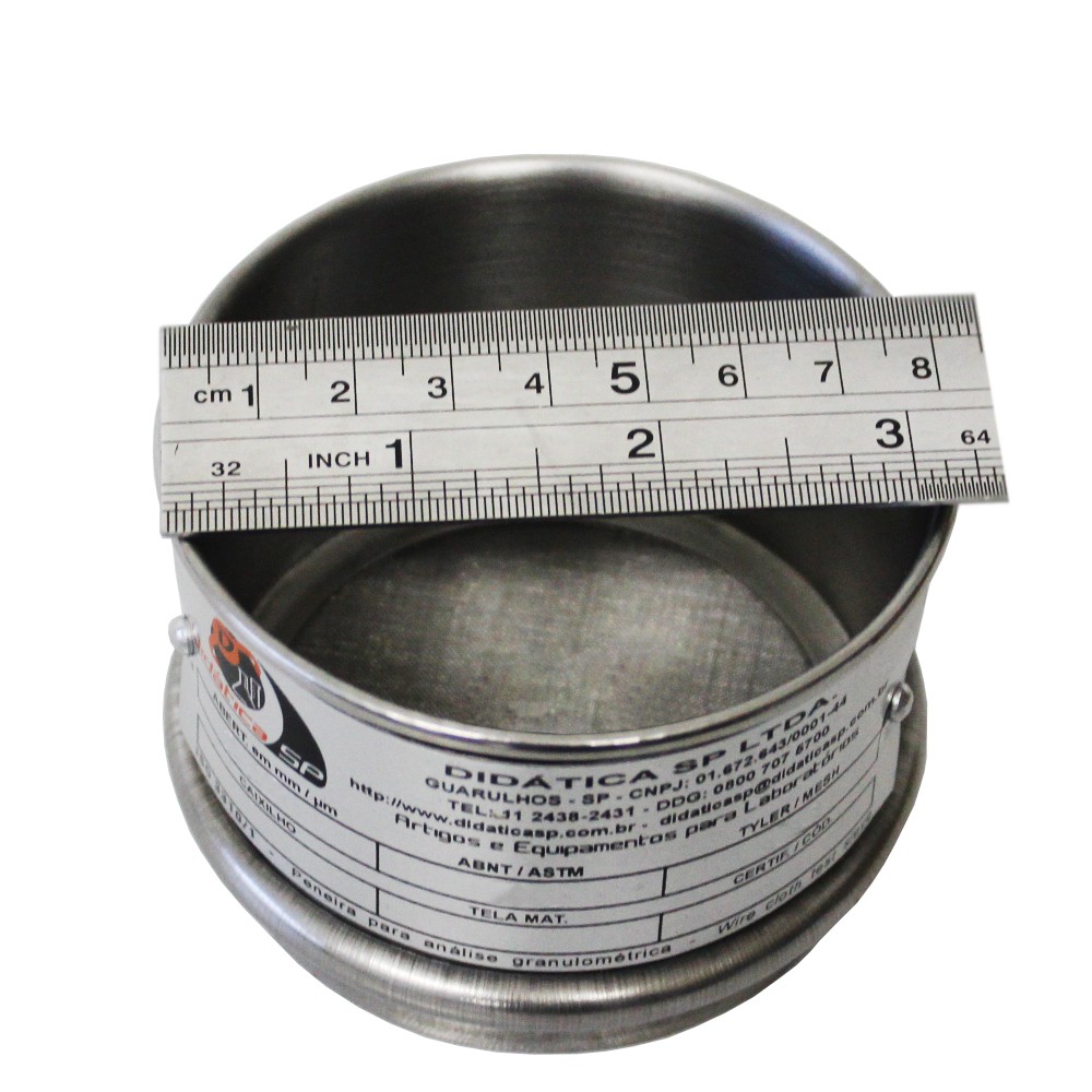 Peneira Granulométrica 3x2" em inox ASTM 18 MESH/TYLER 16 abertura 1,0 ...