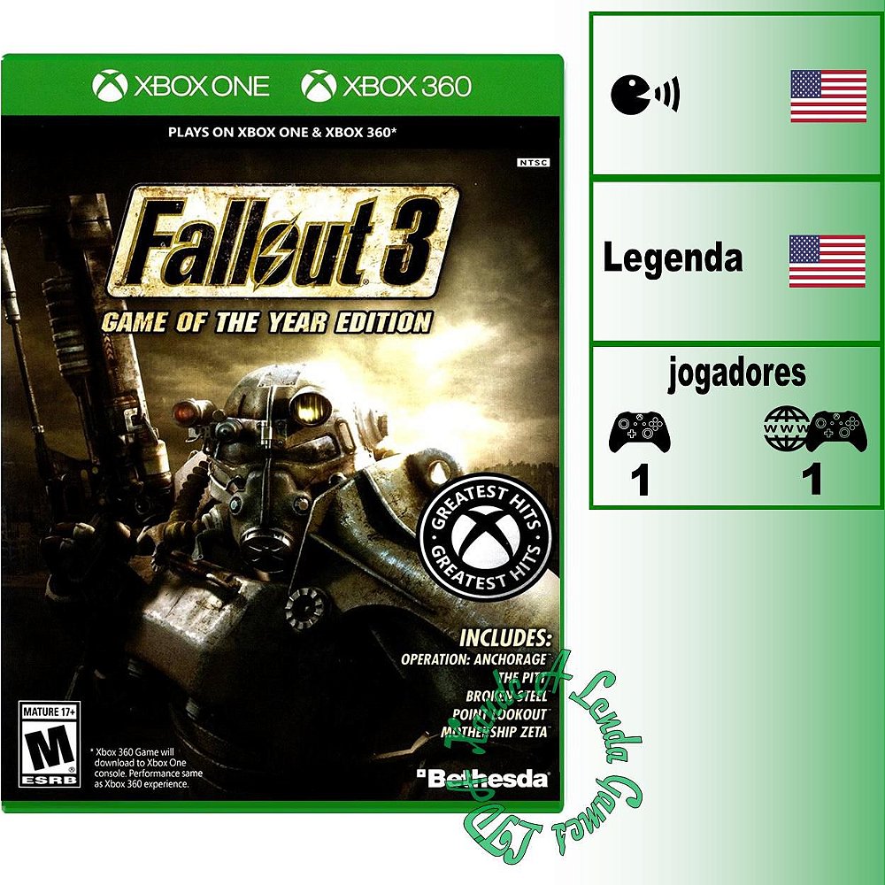 Fallout 3 Game of the Year Edition - XBOX ONE - XBOX 360 - Novo - Xande ...