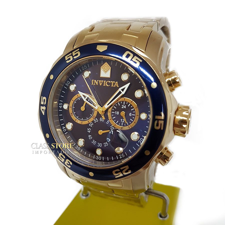 Relógio INVICTA Original Pro Diver 0073 Banhado a Ouro 18k Cronógrafo ...