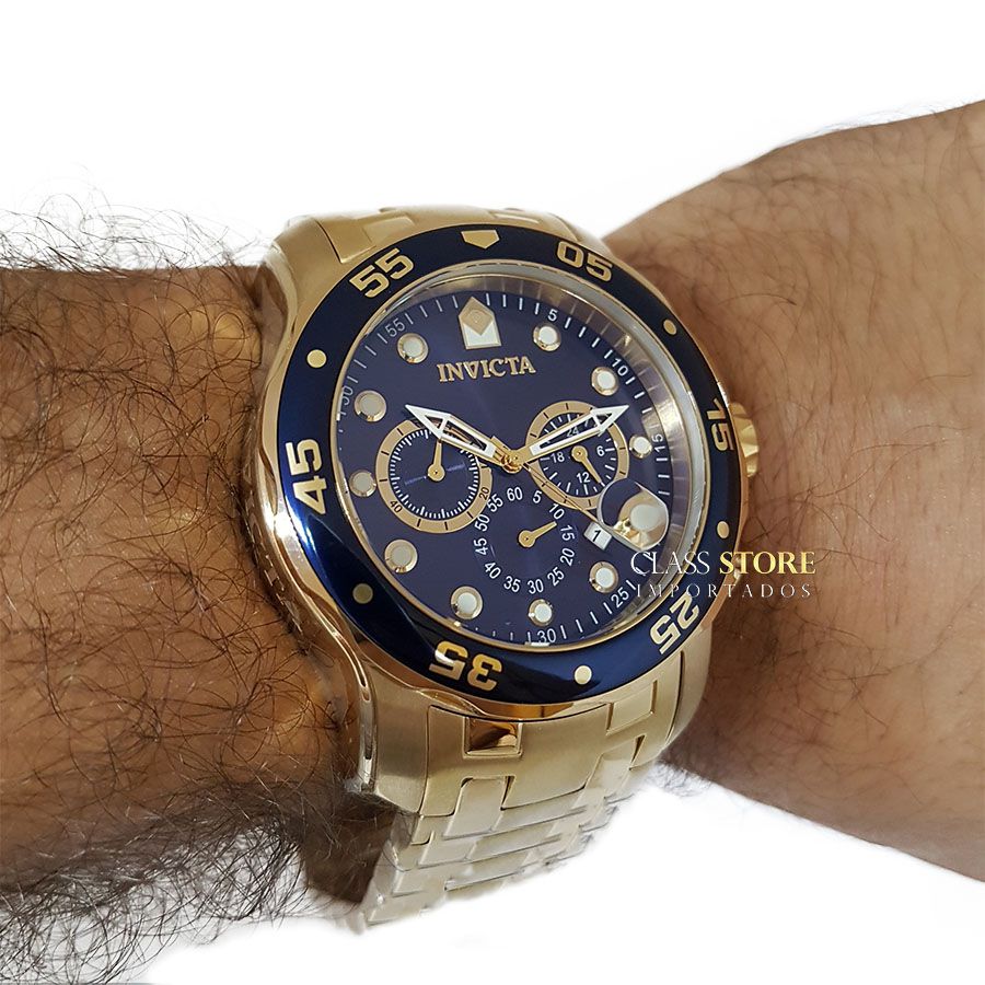 Relógio INVICTA Original Pro Diver 0073 Banhado a Ouro 18k Cronógrafo ...