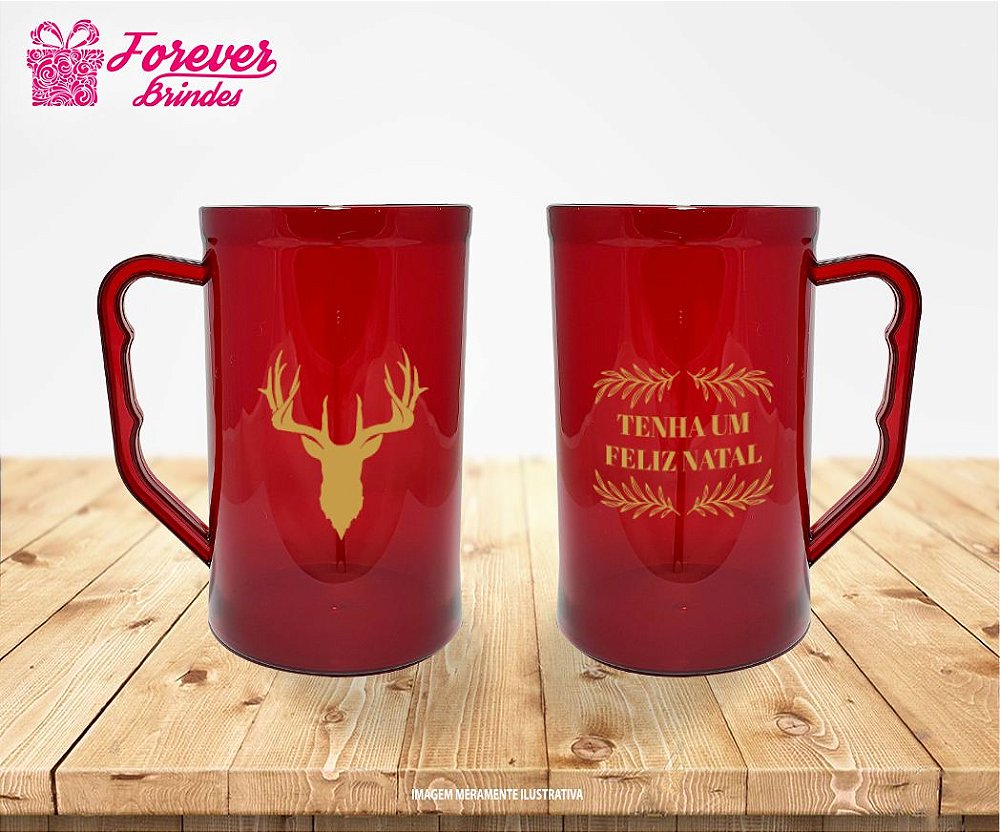 Caneca de Chopp Cervo e Natal - FOREVER BRINDES