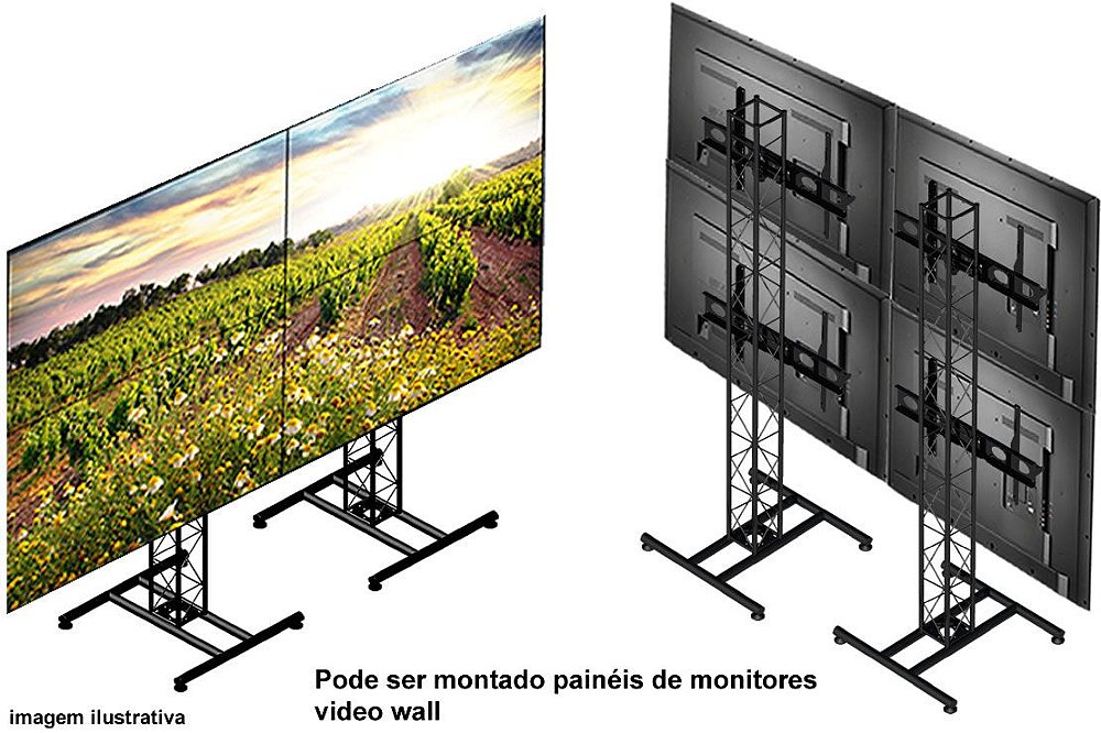 Suporte Para Tv de chão ,Pedestal TV de Chão com coluna treliçada. - Ped Tv