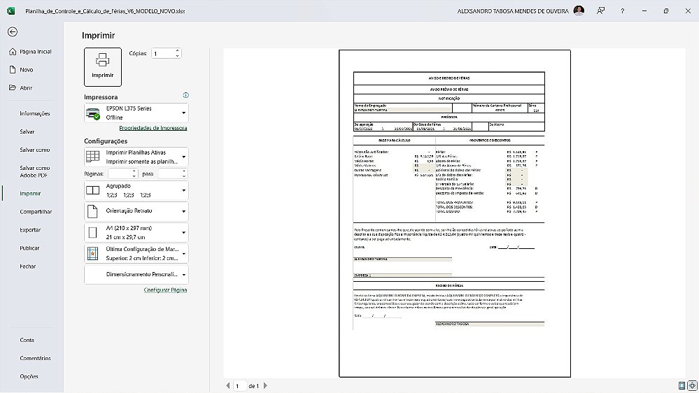 Planilha de Controle e Cálculo de Férias em Excel 6.0 - Vizual ... Planilha de Controle e Cálculo de Férias em Excel 6.0 - Vizual ...