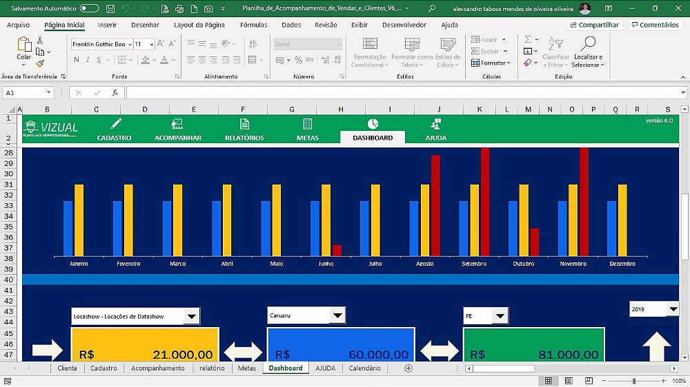 Planilha de Acompanhamento de Vendas e Clientes em Excel 6.0 - Vizual ... Planilha de Acompanhamento de Vendas e Clientes em Excel 6.0 - Vizual ...