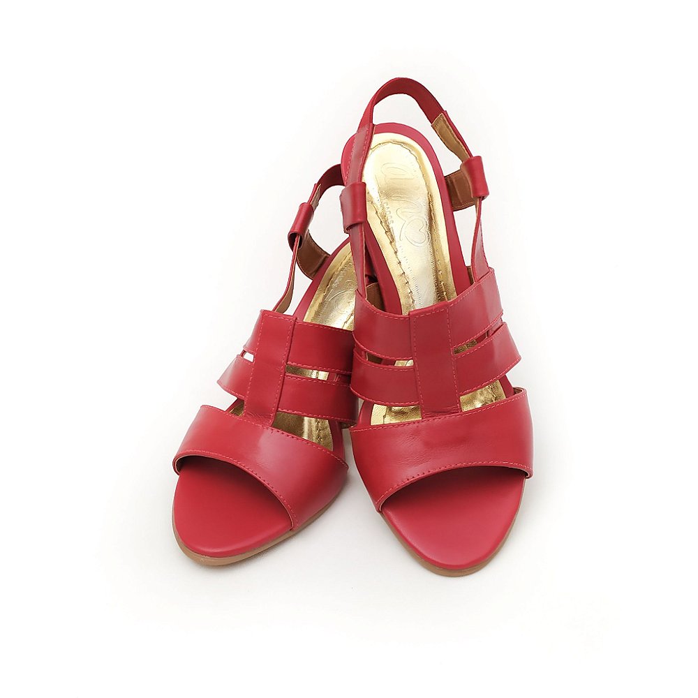 Sandália Salto Couro Viena Vermelha - Amo Calçados | Calçados Femininos ...