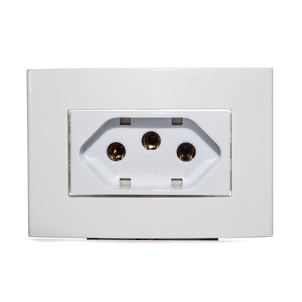 Tomada para Móveis 2P+T 20A 250V Branca Margirius | View Tech - View Tech | A Maior loja de ...