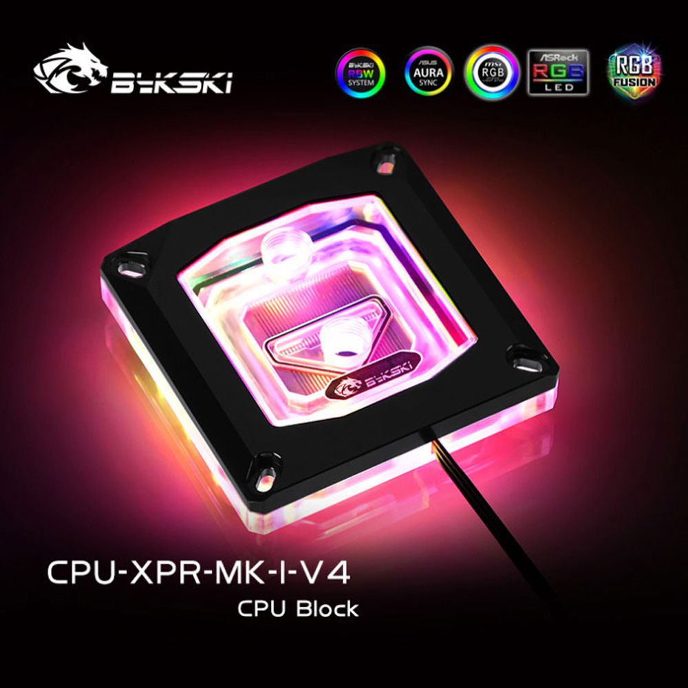 CPU Block Bykski Intel XPR-MK-I-V4 RGB 5v para water cooler - Power UP Water Cooler - De ...