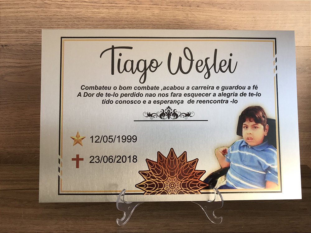 Placa póstuma - Personalizados do Vale