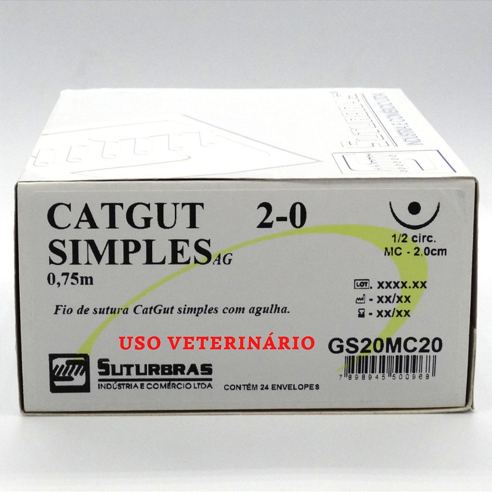 FIO DE SUTURA CATGUT 2-0 COM AGULHA 2,0 cm - Loja Suturbras - 30 Anos ...