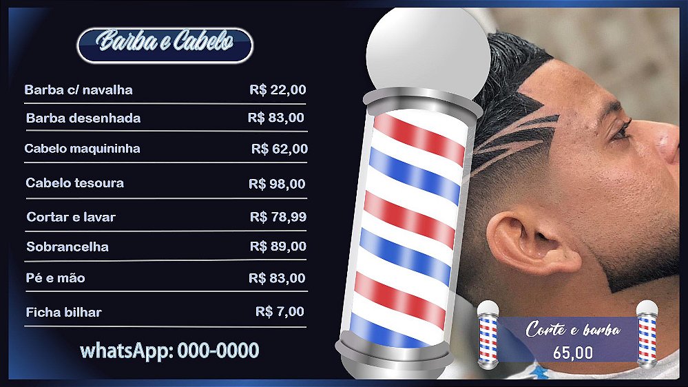 Menu digital para Barbearia Barber Shop - Divulgação de Produtos e ...