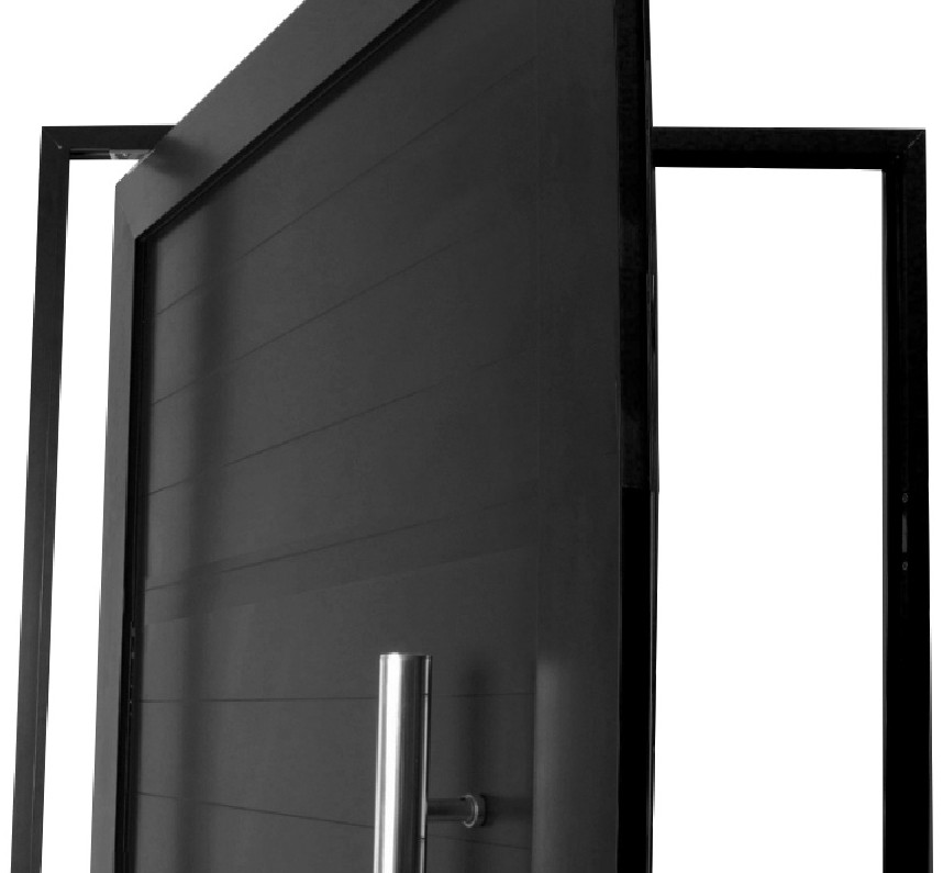 Porta Pivotante Lambril Lisa Alumínio Preto Spj Linha 25 - So Portas e ...
