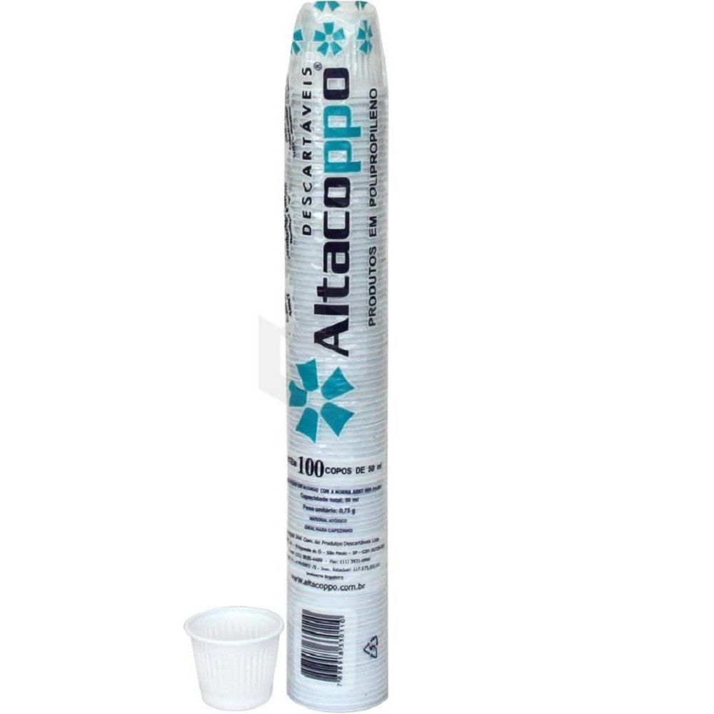 Copo Descartável PP Altacoppo 50ml Branco Com 100 Unidades| Mrc Comércio - Mrc Comércio Loja ...