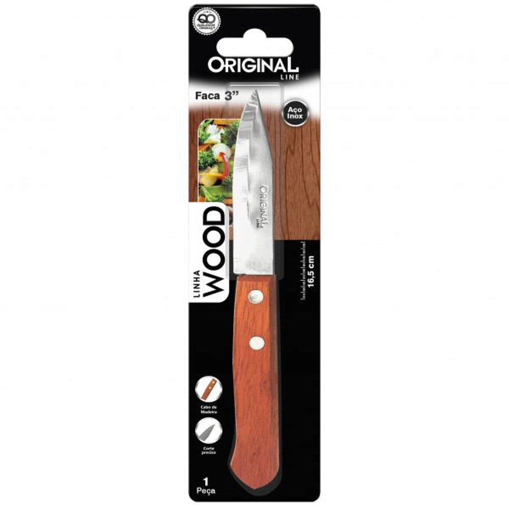 Faca Pequena em Inox 3 Polegadas com Cabo de Madeira - Máquinas ...