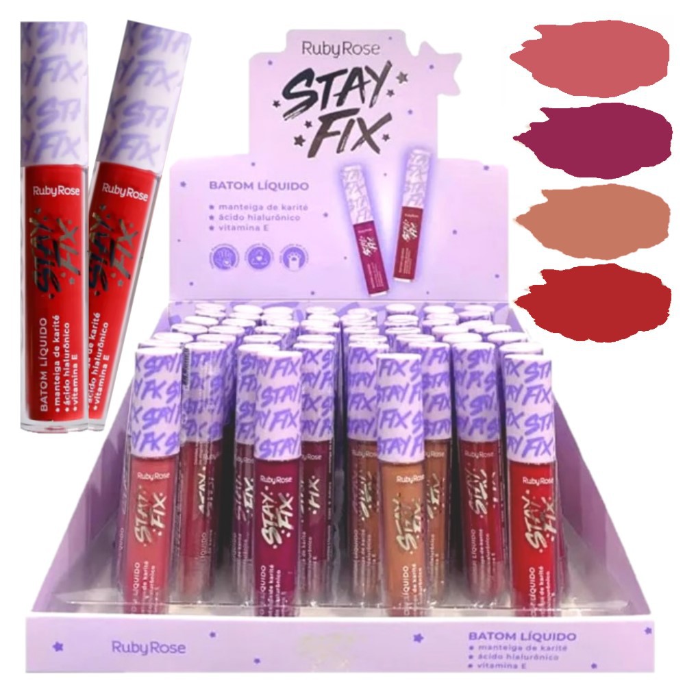 Ruby Rose - Batom Líquido Stay Fix HB569 G1 - Box C/48 Unid - Maquiagem ...